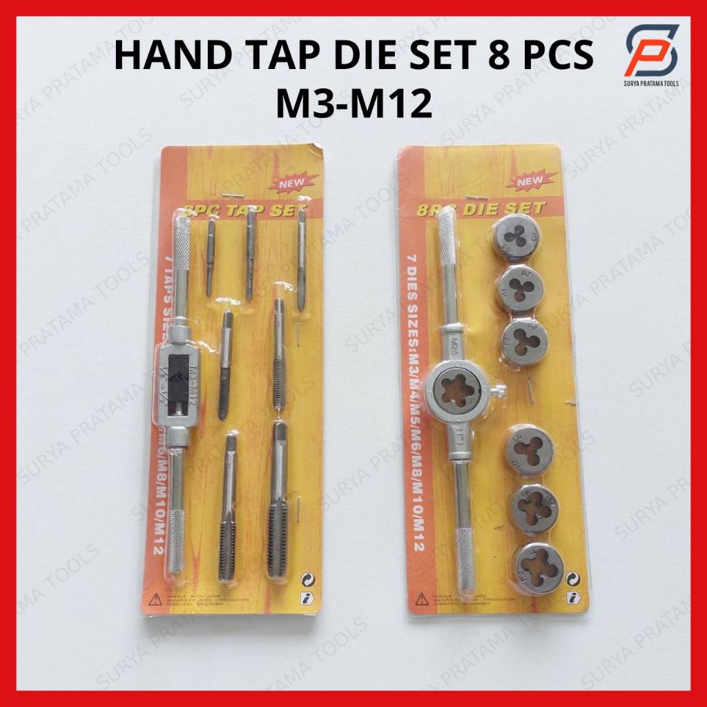 Jual Hand Tap Die Set M3-M12 Senai Drat Ulir Baut 8pcs Alat Metrik Pembuat Drat Metric Handtap ...