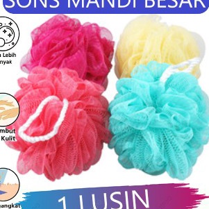 Jual Termurah 1 LUSIN Spon Mandi 35 GR Bath Puff Spon Mandi Shower Puff ...