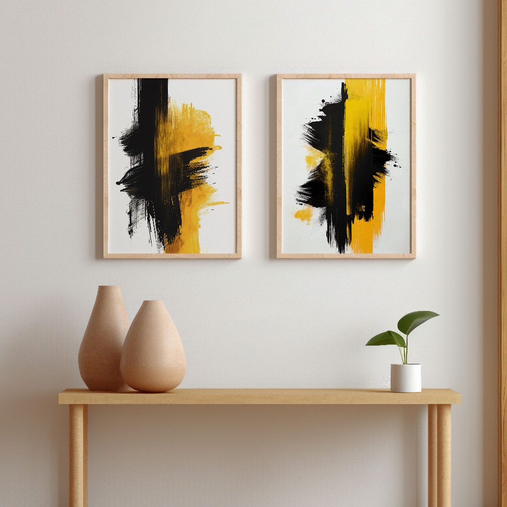 Jual Arteva Stories – 1 Set Lukisan Abstrak Brush Stroke Hitam ...