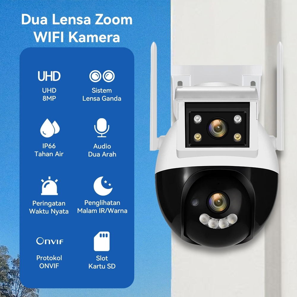 Jual Cctv Outdoor SC05 2 lensa Ganda Kamera Pengawasan Video CCTV ...