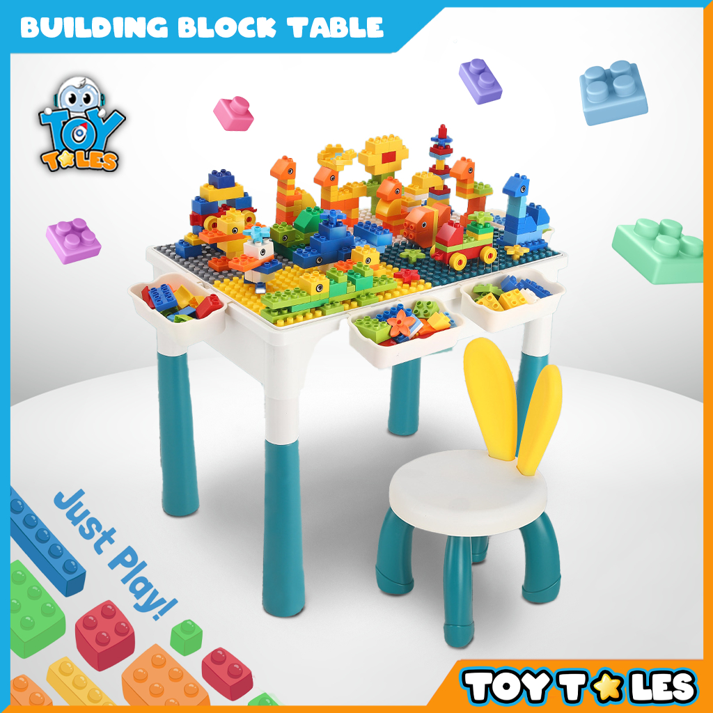 Jual [TOY TALES] Meja Mainan Blok Bangunan Multifungsi - Set Meja ...