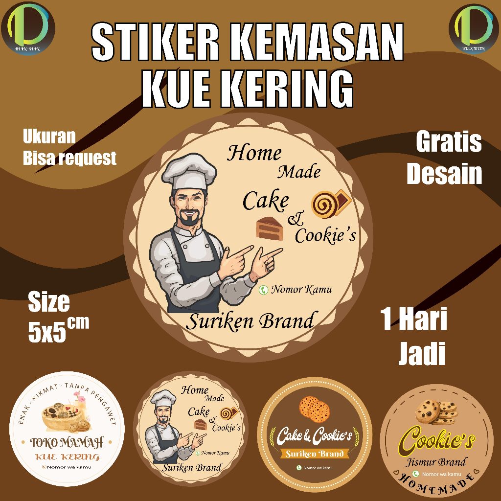 Jual 5CM Stiker Makanan / Stiker Lebel Makanan / Stiker Lebel Kue ...