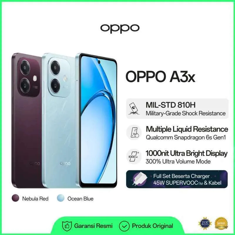 Jual OPPO A3x [4/64GB] Qualcomm Snapdragon 6s 4G Gen1, 1000nit Ultra ...