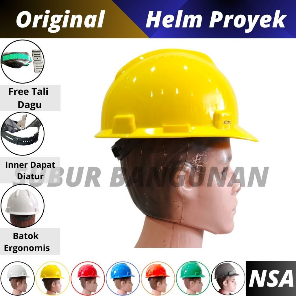 Jual Helm NSA Safety V Gard Tali Dagu / Helm Proyek NSA Pelindung ...