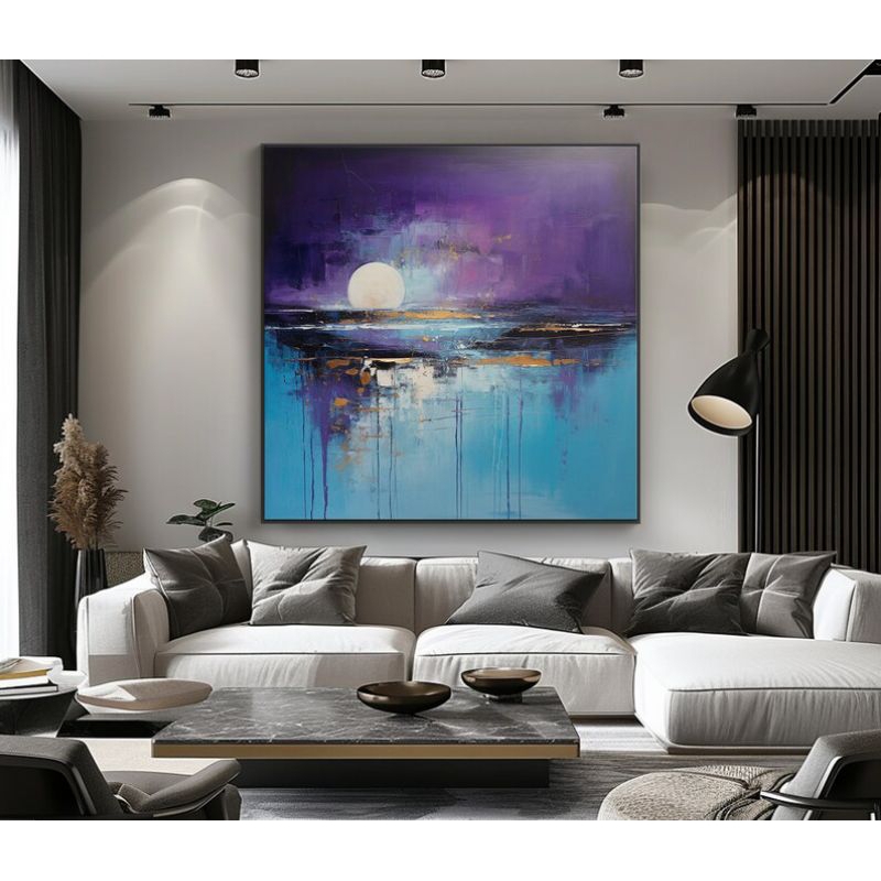 Jual Dekorasi dinding canvas moonlight aesthetic ukuran 100 cm x 100 cm ...
