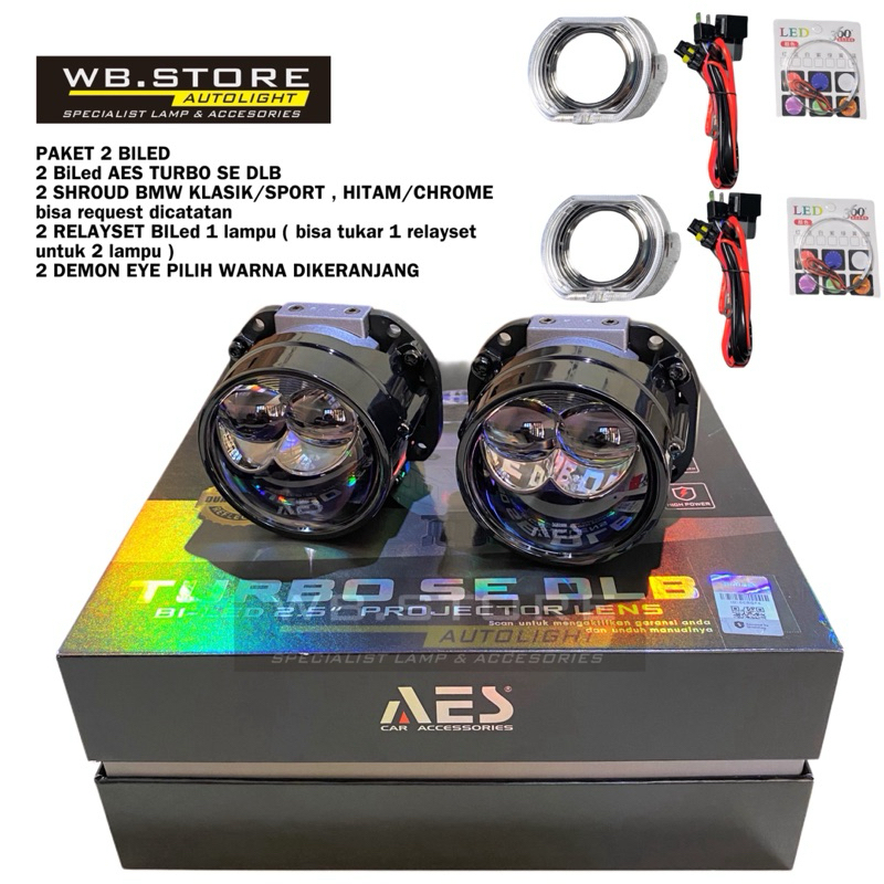 Jual PAKET BILED AES TURBO SE DLB 75 watt 2.5 INCH DUAL LOW BEAM BLUE ...