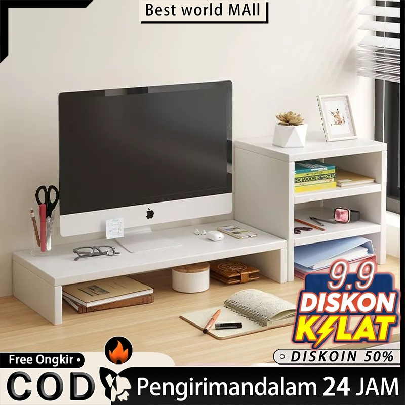 Jual Rak Meja Stand Monitor Rak Monitor Desktop Dudukan Komputer Kayu ...