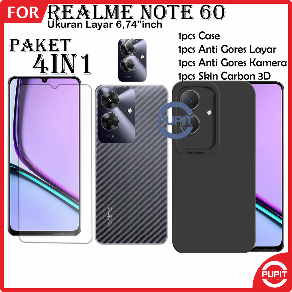 Jual Paket Lengkap 4in1 Case Realme Note 60X 60 Softcase Shockproof ...