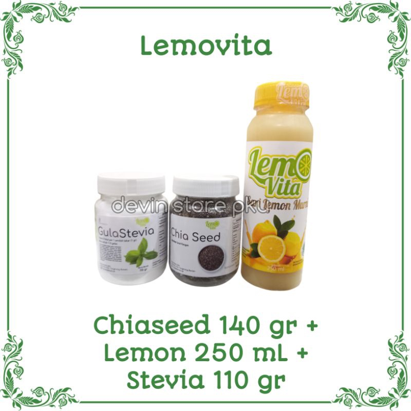 Jual Lemovita Chiaseed 140 gr + Sari Lemon 250 mL + Gula Stevia 110 gr ...