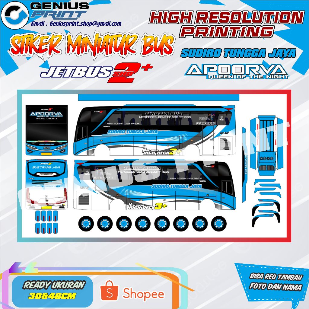 Jual Stiker Mainan Miniatur Bus Jetbus 2+ Sudiro Tungga Jaya (STJ ...
