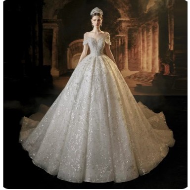 Jual GAUN WEDDING / GAUN PERNIKAHAN WANITA MEWAH BRUKAT MUTIARA ...