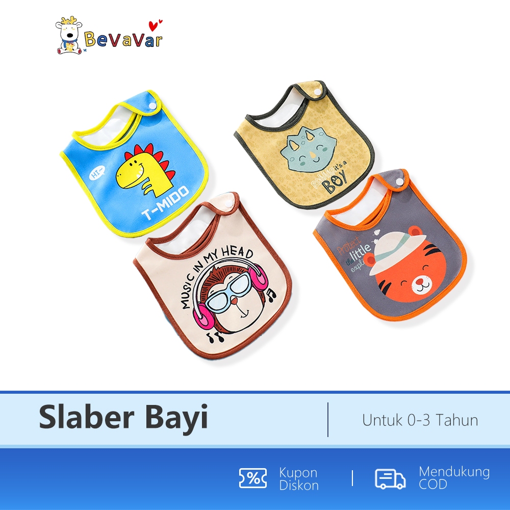 Jual BEVAVAR Celemek Makan Bayi Waterproof Kartun Slaber Bayi Baby Bib ...