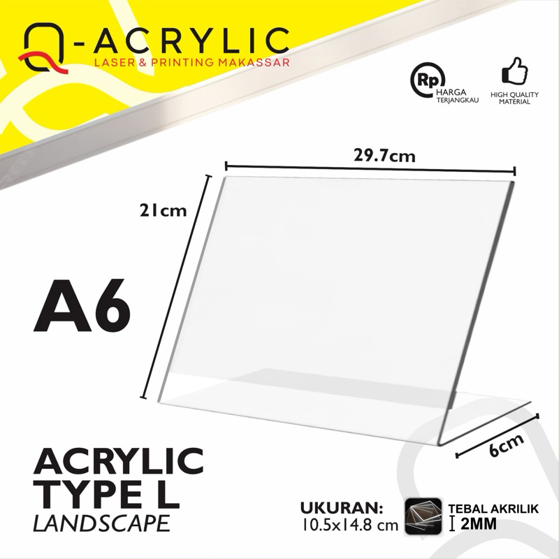 Jual ACRYLIC A6 TYPE L LANDSCAPE / AKRILIK A6 LANDSCAPE | Shopee Indonesia