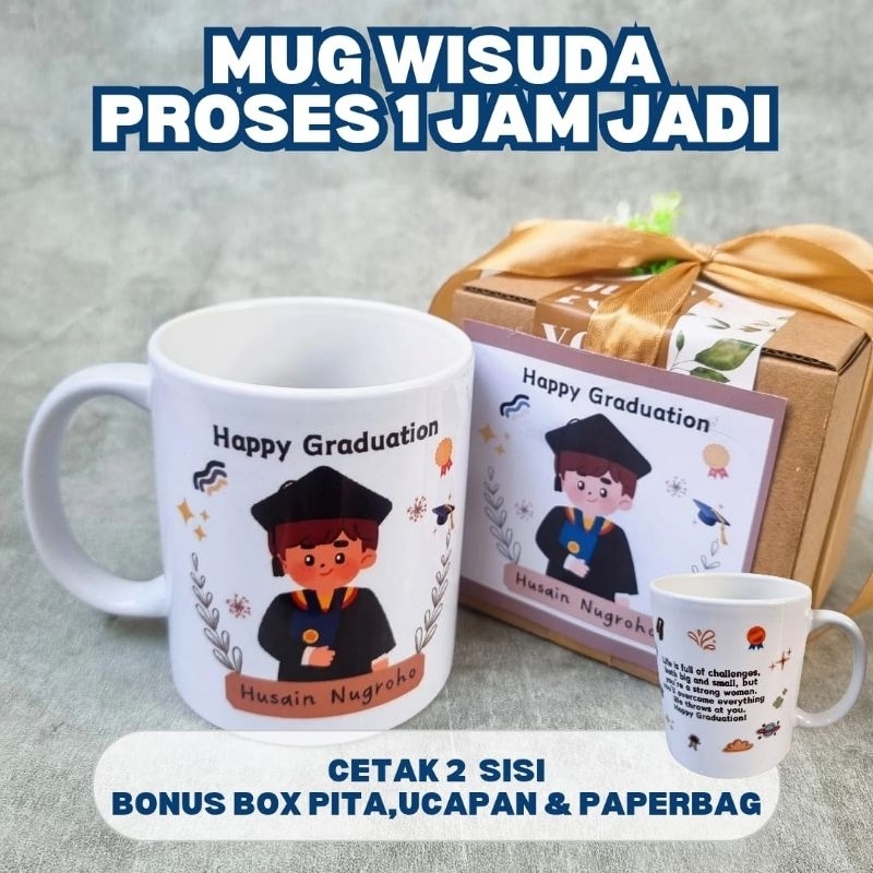Jual Mug Wisuda Cowok / Kado Wisuda Cowok / Hampers Wisuda Mug Custom ...