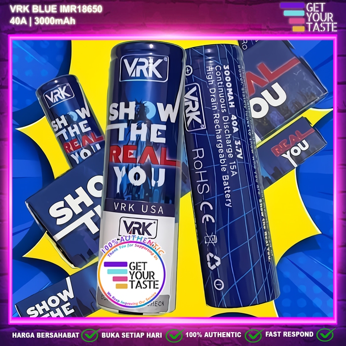 Jual Battery VRK Blue 3000mAh 40A 18650 Baterai Authentic by VRK USA x ...
