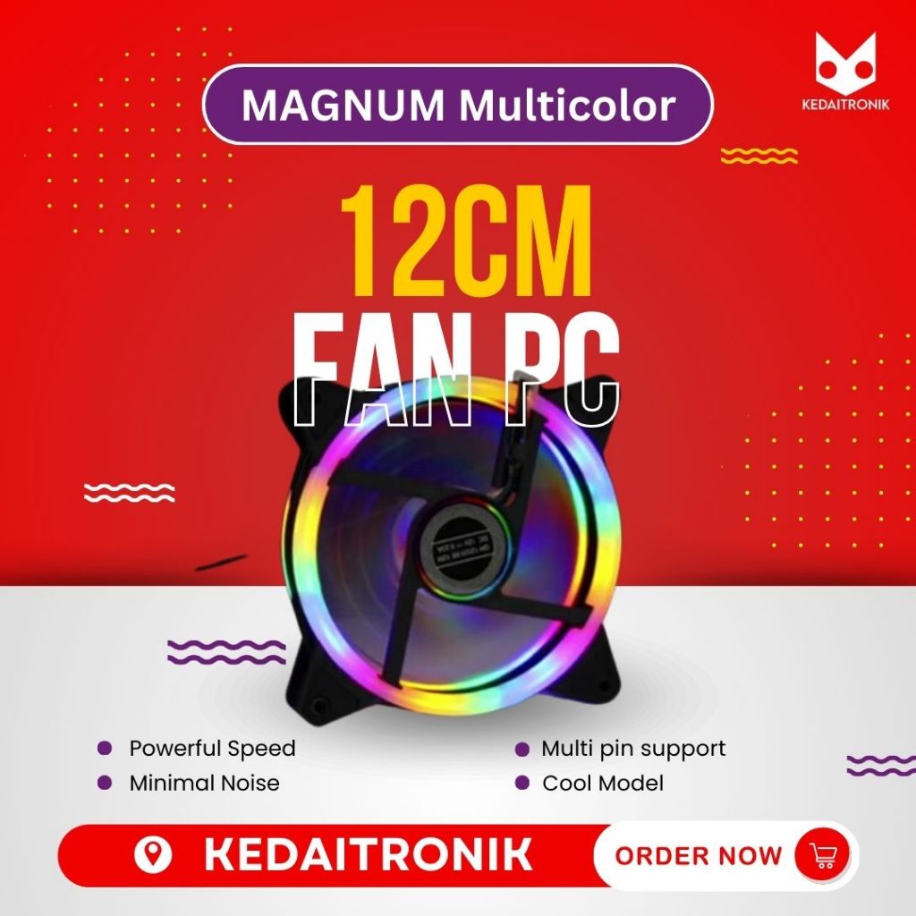 Jual NEW !! Fan PC 12CM Multicolor MAGNUM CPU Cooler PC Komputer Silent ...
