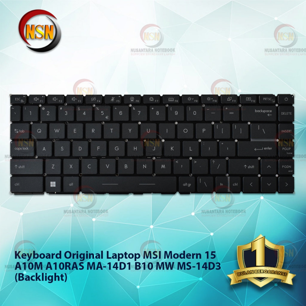Jual Keyboard Original Laptop MSI Modern 15 A10M MA-14D1 B10 MW MS-14D3 Backlight | Shopee Indonesia
