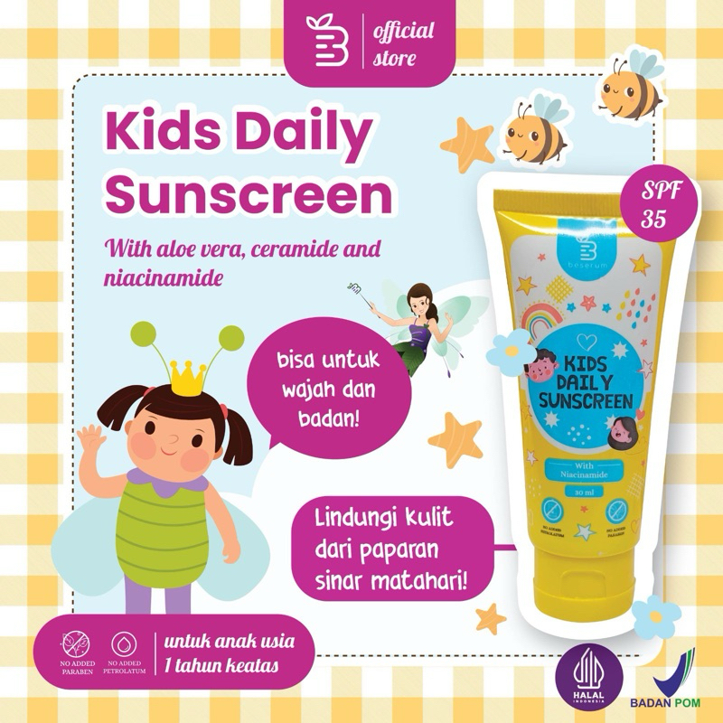 Jual Beserum Natural Sunscreen Kids SPF35 BEESERUM Physical Sunscreen ...
