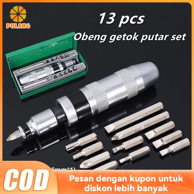 Jual Pulang 13pcs Obeng Set Obeng ketok putar set Impact screwdriver ...