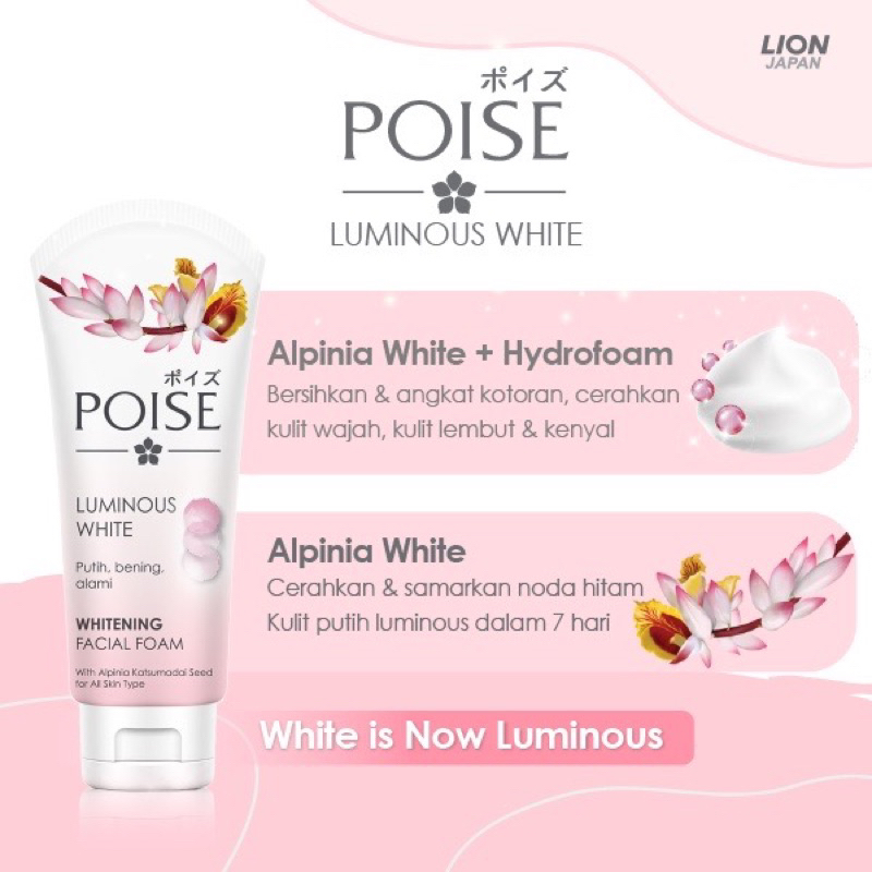 Jual Poise Luminous White Facial Foam 100g | Shopee Indonesia