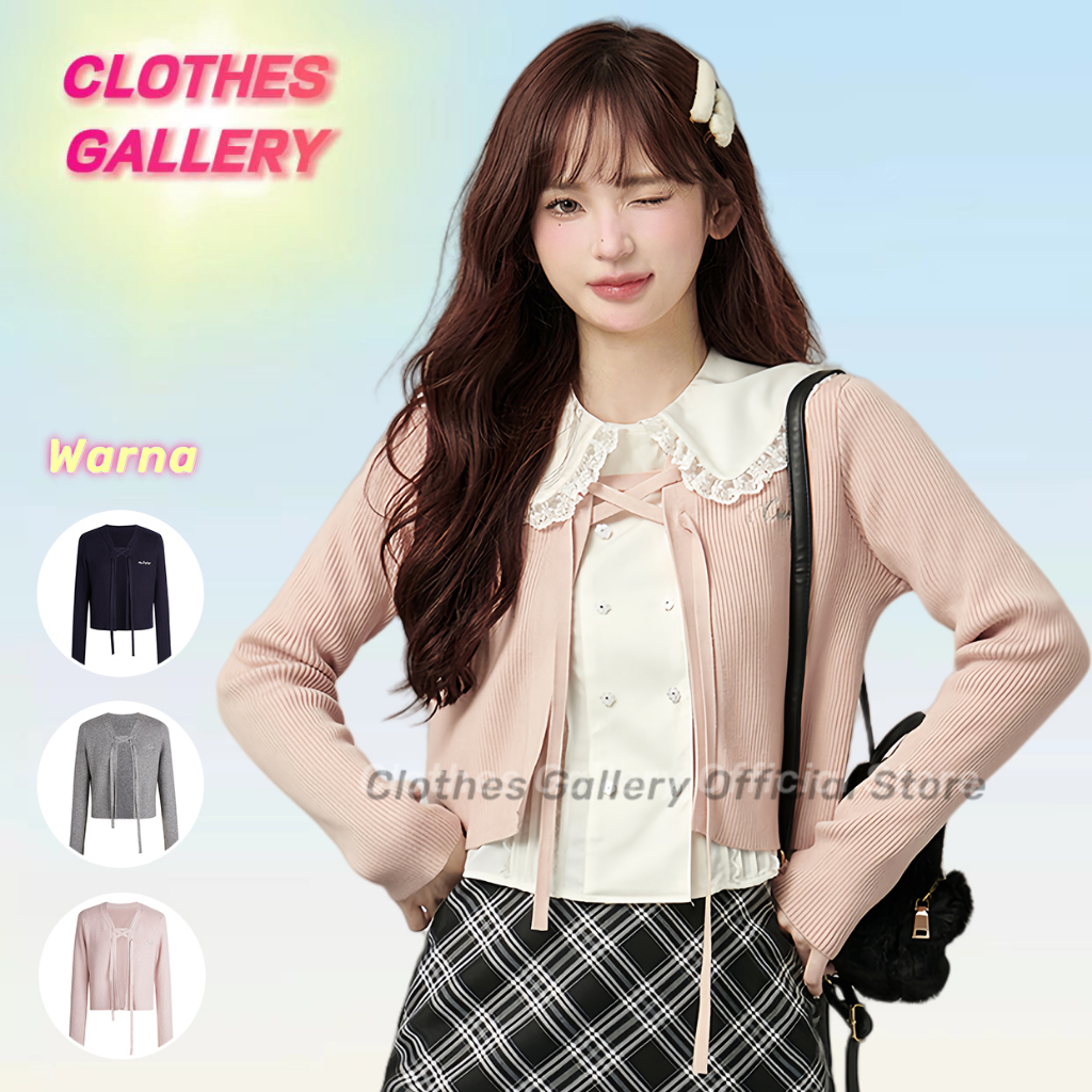 Jual ClothesGallery Cardigan Crop Lucu Cardigan Rajut Tie Front Knit ...