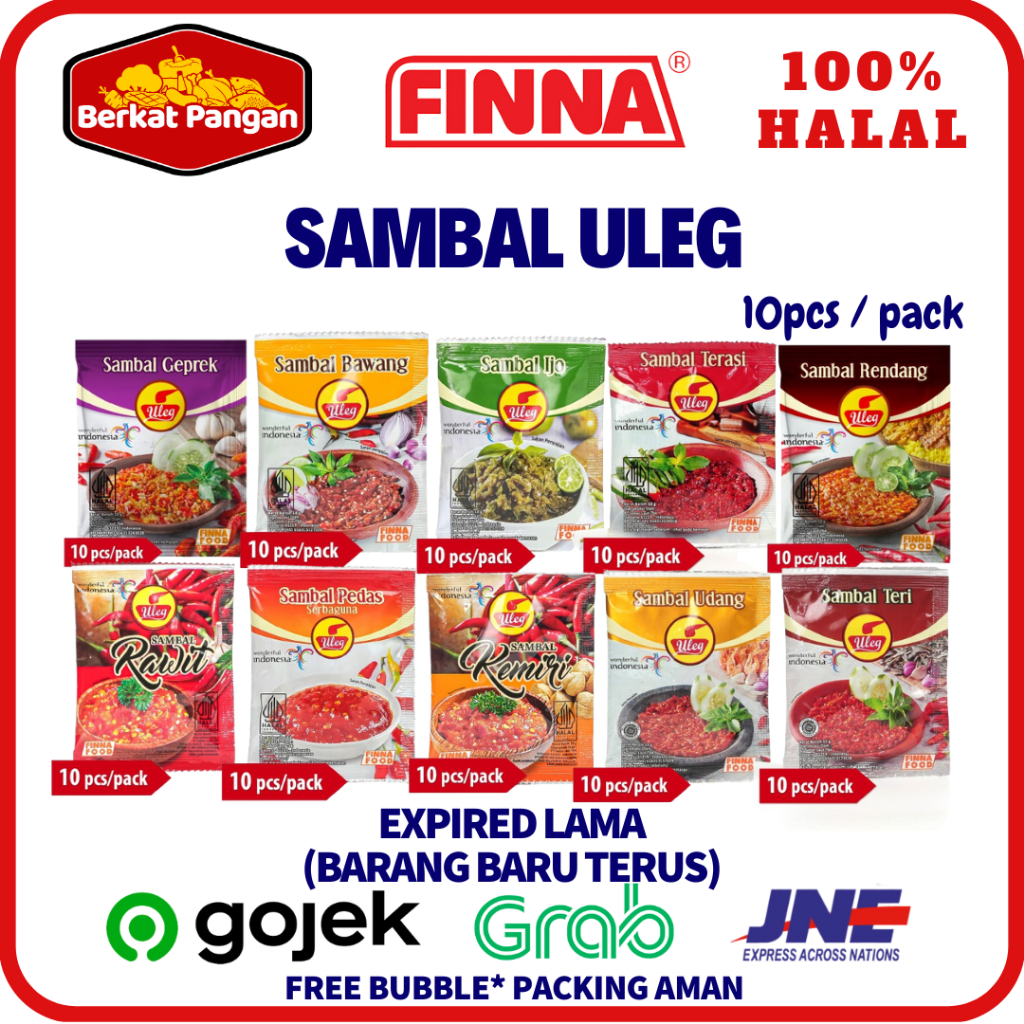 Jual FINNA Sambal Uleg All Varian 10 Sachet Finna Sambel Geprek Udang ...