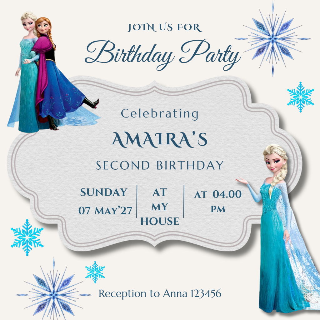 Jual Template Kartu undangan ulang tahun anak Tema frozen / Birthday ...