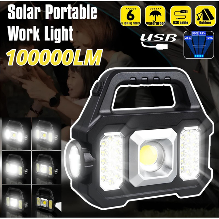 Jual Senter LED Emergency 90000LM Lampu 4 in 1 Tenaga Surya Senter USB Outdoor LED Super Terang ...
