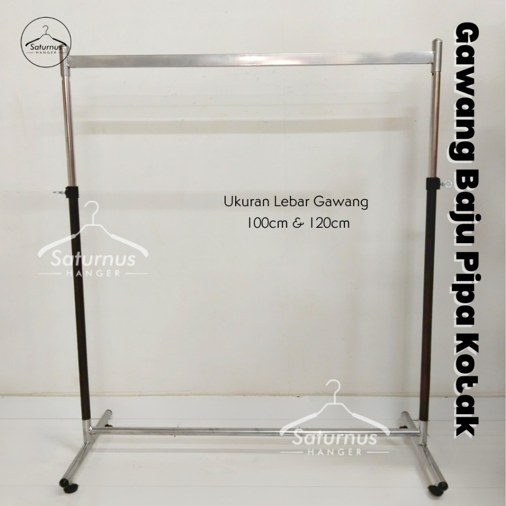 Jual Gawang Baju Pipa kotak Stand Rak Gantungan Baju Besi Hanger Besi ...