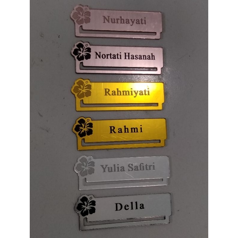 Jual Nama Dada Bunga / Name Tag Akrilik Bunga Cantik Mewah Elegan ...