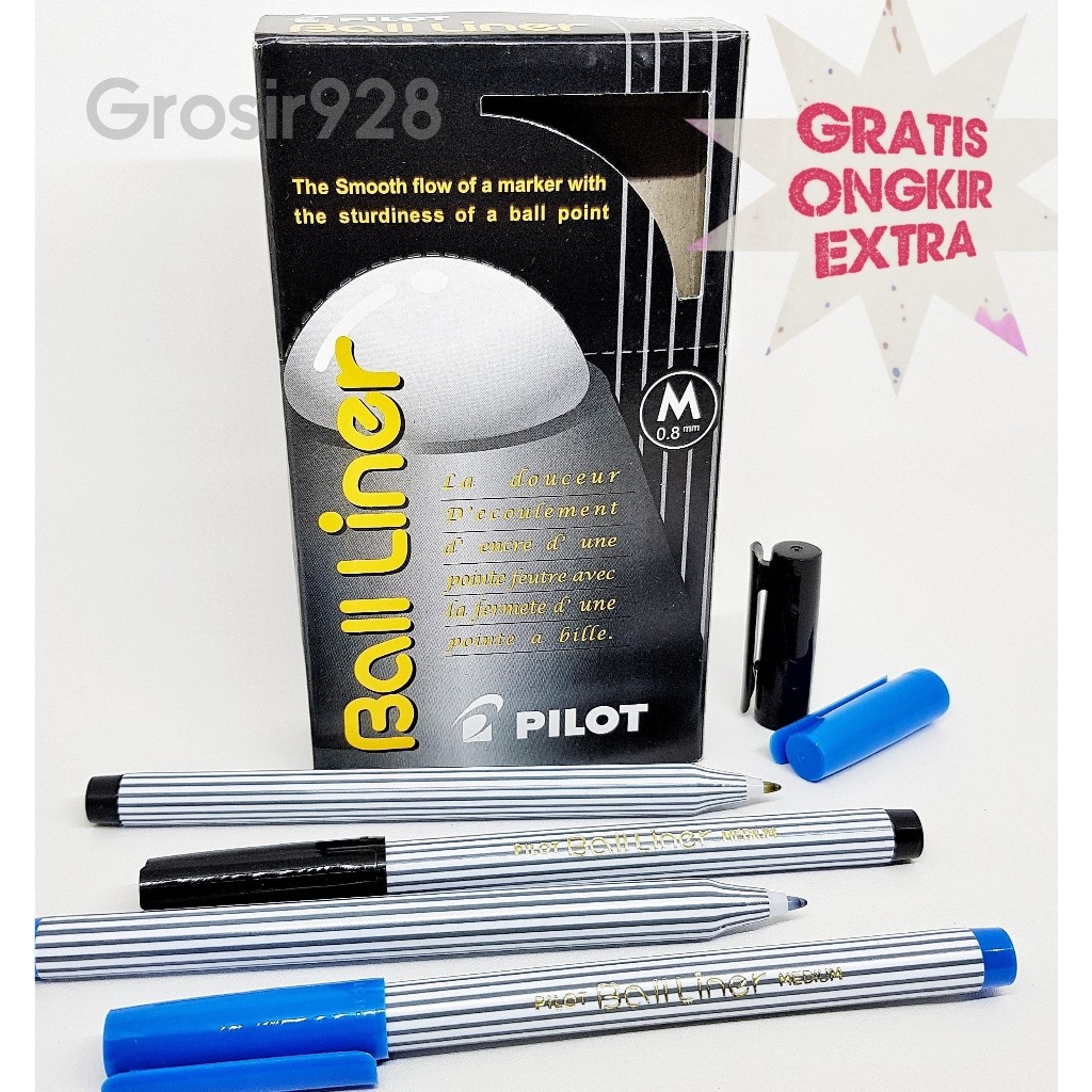 Jual ( HARGA Per BUAH ) Pulpen Ball Liner / Balliner Medium Pilot Hitam ...