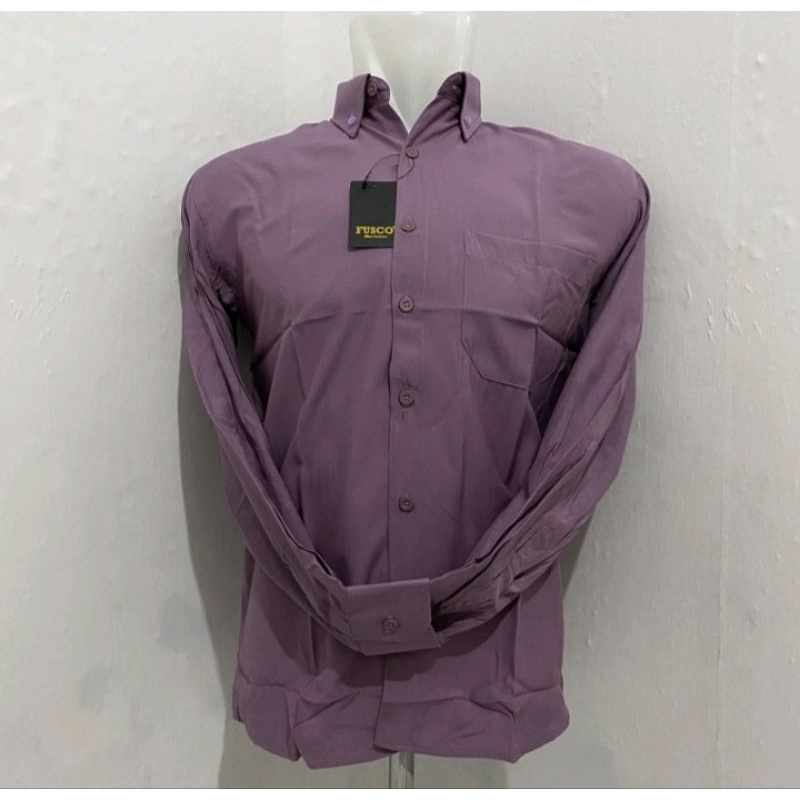 Jual FUSCO Kemeja Pria Formal Reguler Warna Ungu Taro Kemeja Pria Polos ...