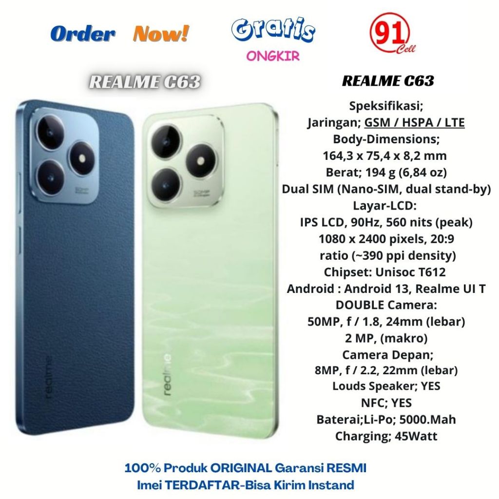 Jual Realme C63 4G NFC Ram6/128gb Garansi Resmi | Shopee Indonesia