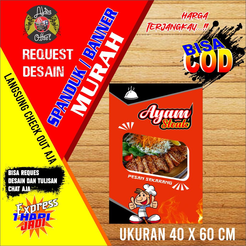Jual BANNER SPANDUK AYAM STEAK UKURAN 40X60CM | Shopee Indonesia