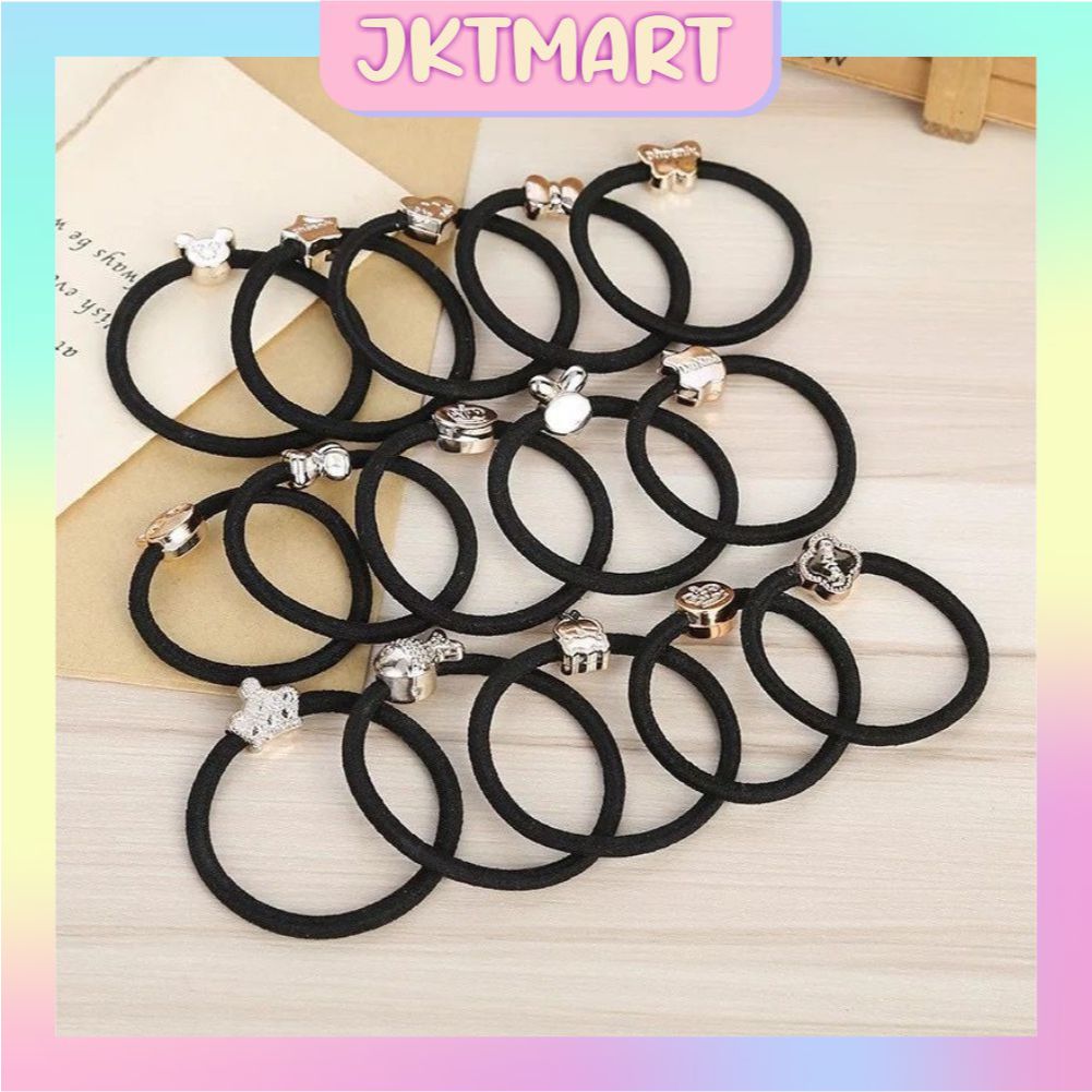 Jual ⭐ JKTMART ⭐ IKAT RAMBUT HITAM KARAKTER KUNCIR RAMBUT BULAT LUCU ...