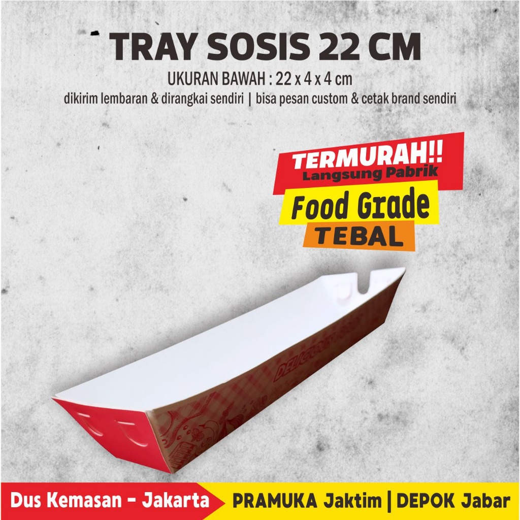Jual Paper Tray Sosis Bakar Motif 22 x 4 x 4 cm Ivory Foodgrade ...