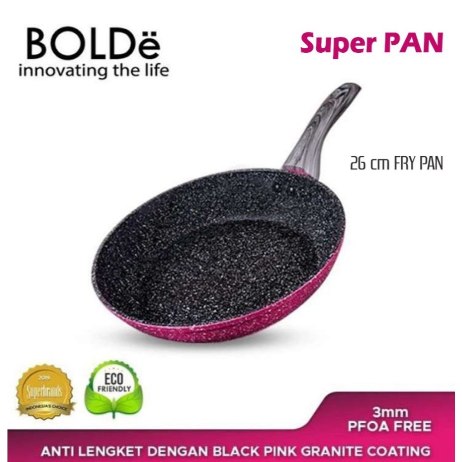 Jual BOLDe Panci Penggorengan Super Fry Pan 26 cm Black Pink Granite ...