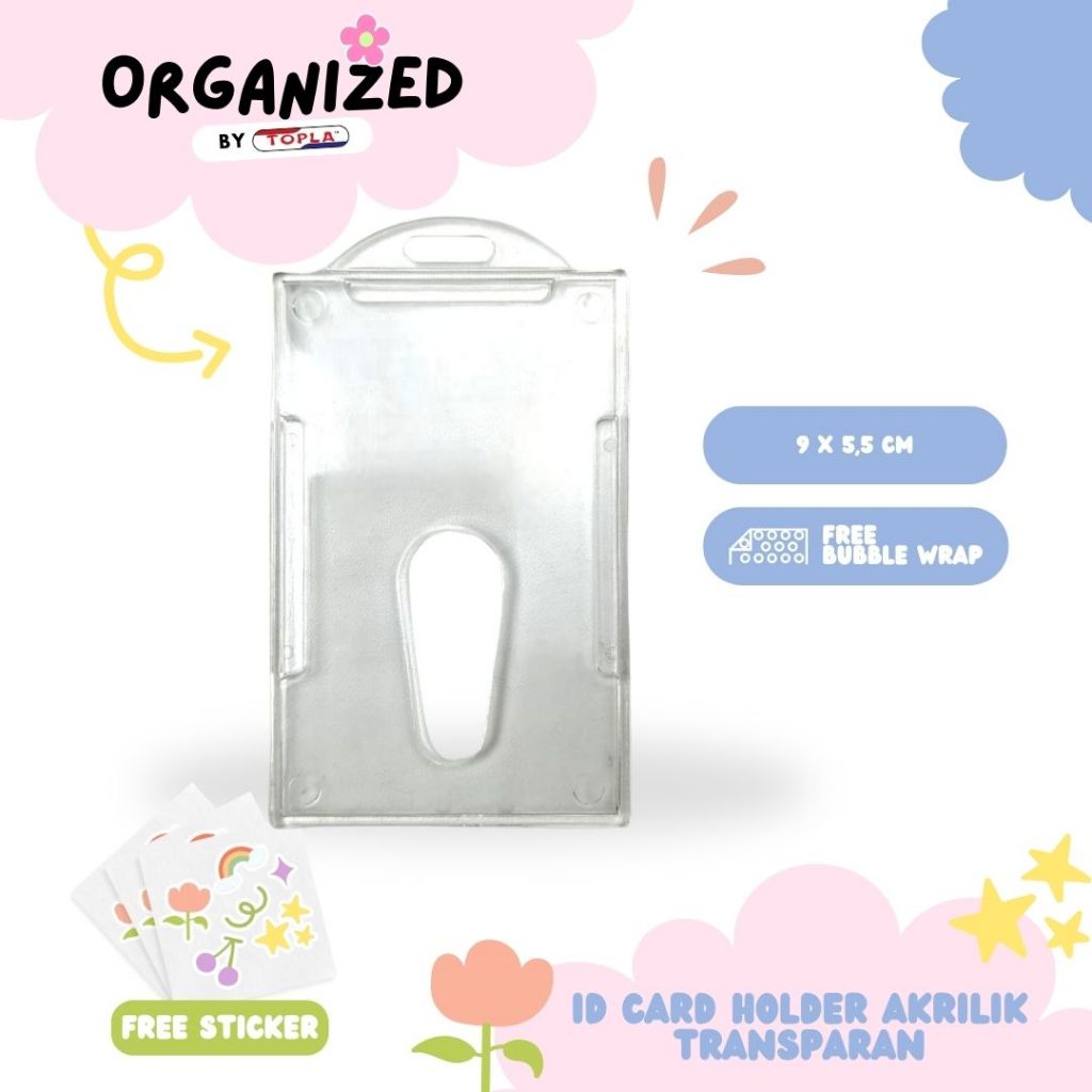 Jual TOPLA ID Card Transparan 001 kaca akrilik Tempat Kartu Tali Name ...