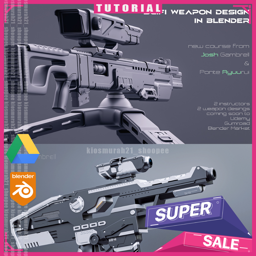 Jual Blender Bros - SciFi Weapon Design in Blender - Blender 3D ...