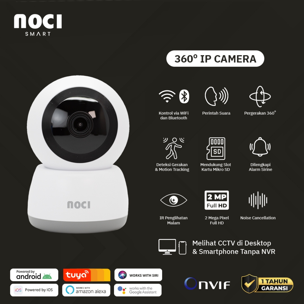 Jual Noci Smart CCTV IP Camera 360° Smart Home Full HD Wireless WiFi ...