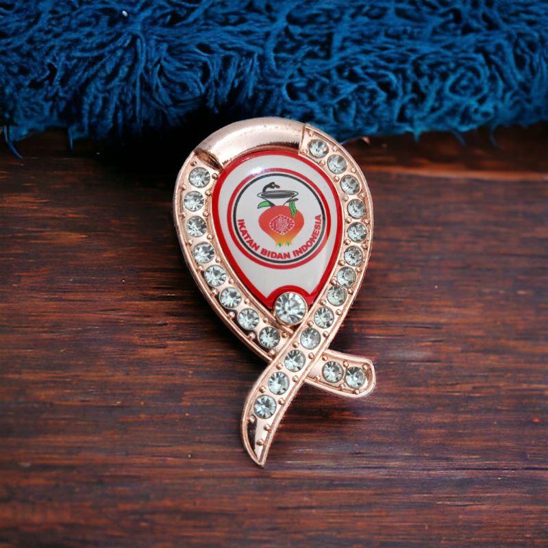 Jual bros hijab logo IBI ikatan bidan indonesia pin bros hijab rosegold ...