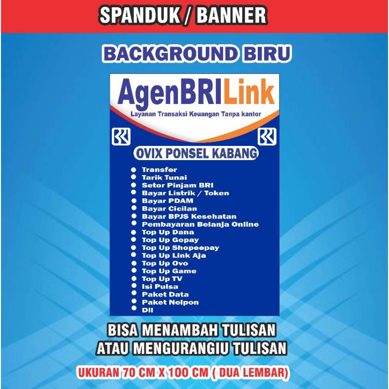 Jual BANNER BRI LINK UKURAN SEDANG 100 CM X 70 CM DAPAT DUA LEMBAR ...