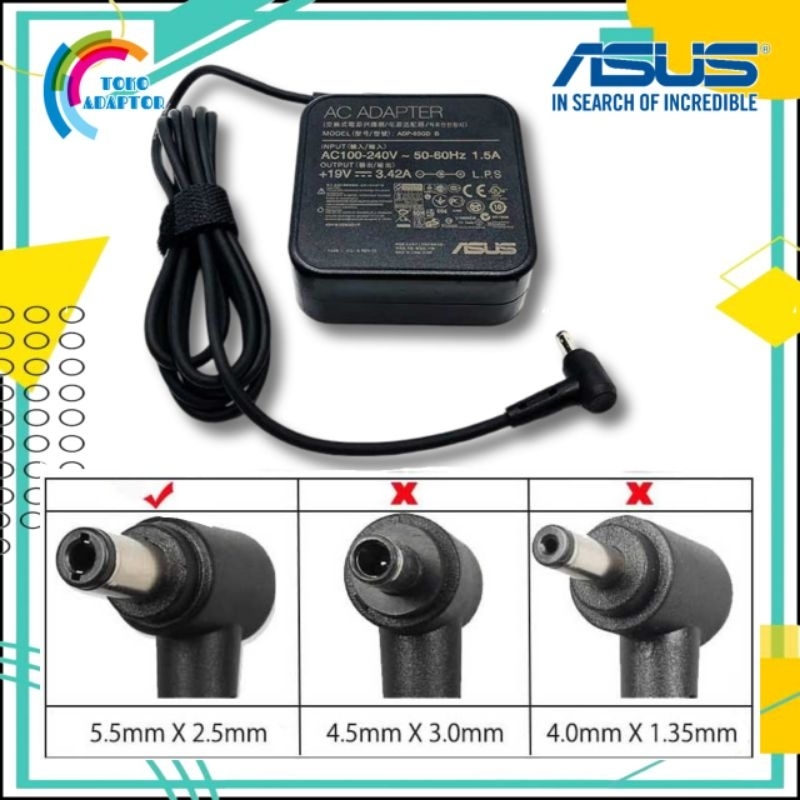 Jual Adaptor Charger Laptop Asus ADP 65GD B 19V-3.42A 65W DC : 5.5x2.5mm | Shopee Indonesia