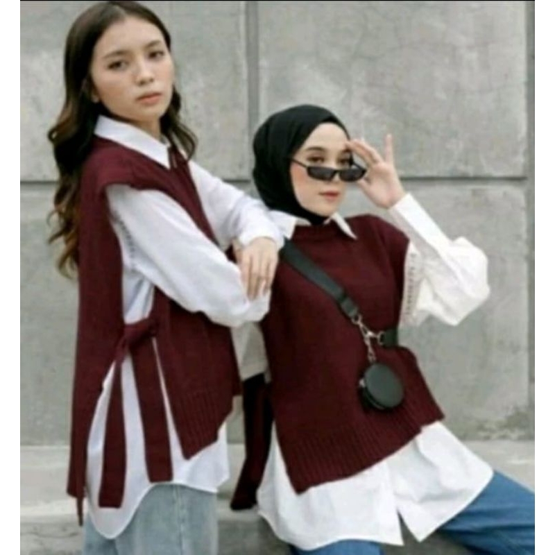 Jual regin fashion Vest Rompi Rajut Tali Korean Style / Baju Atasan ...