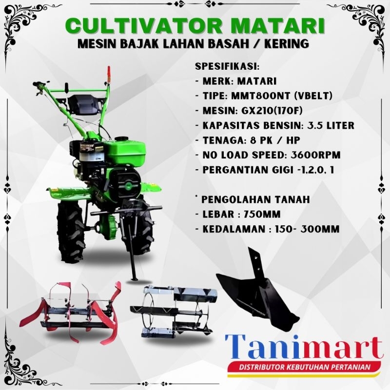 Jual MESIN BAJAK SAWAH / CULTIVATOR MATARI MMT 800 NT / MESIN BAJAK ...