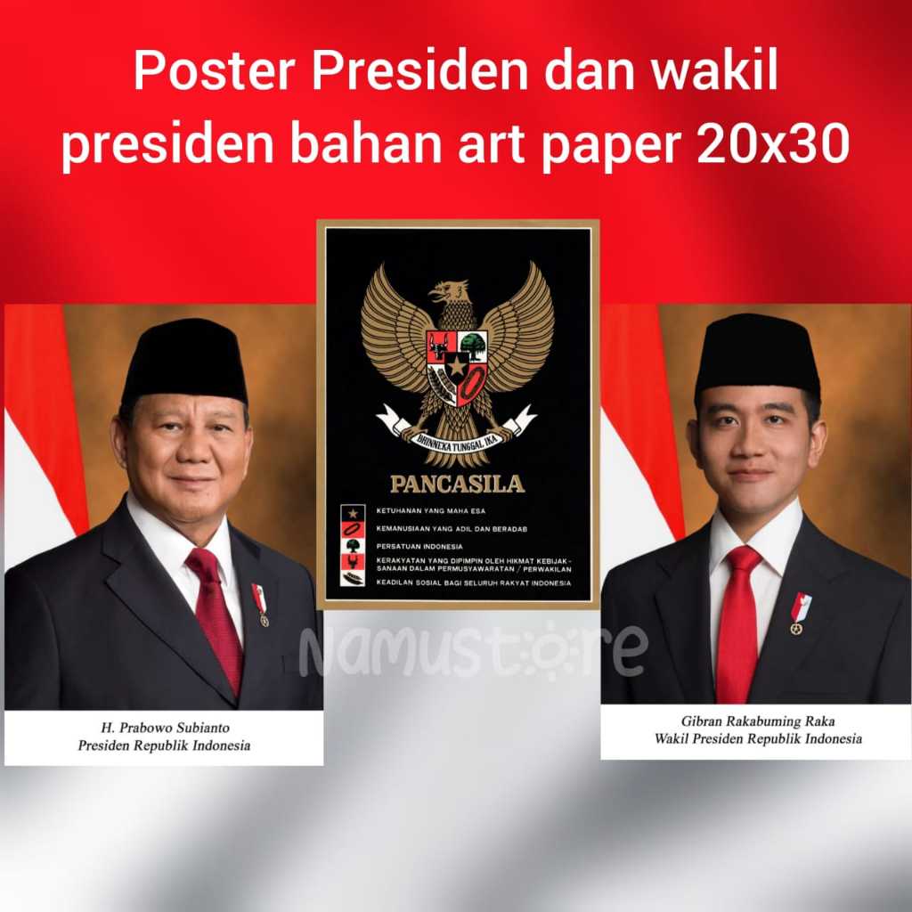 Jual Poster Foto Presiden dan Wakil Presiden Terpilih 2024 gambar Prabowo Gibran 14R 25x35 ...