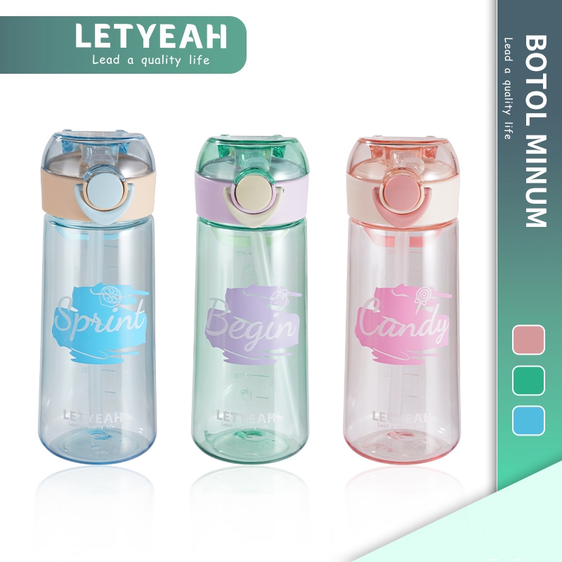 Jual LetYeah Botol Air Minum aesthetic 570ml Water Botol Sedotan ...