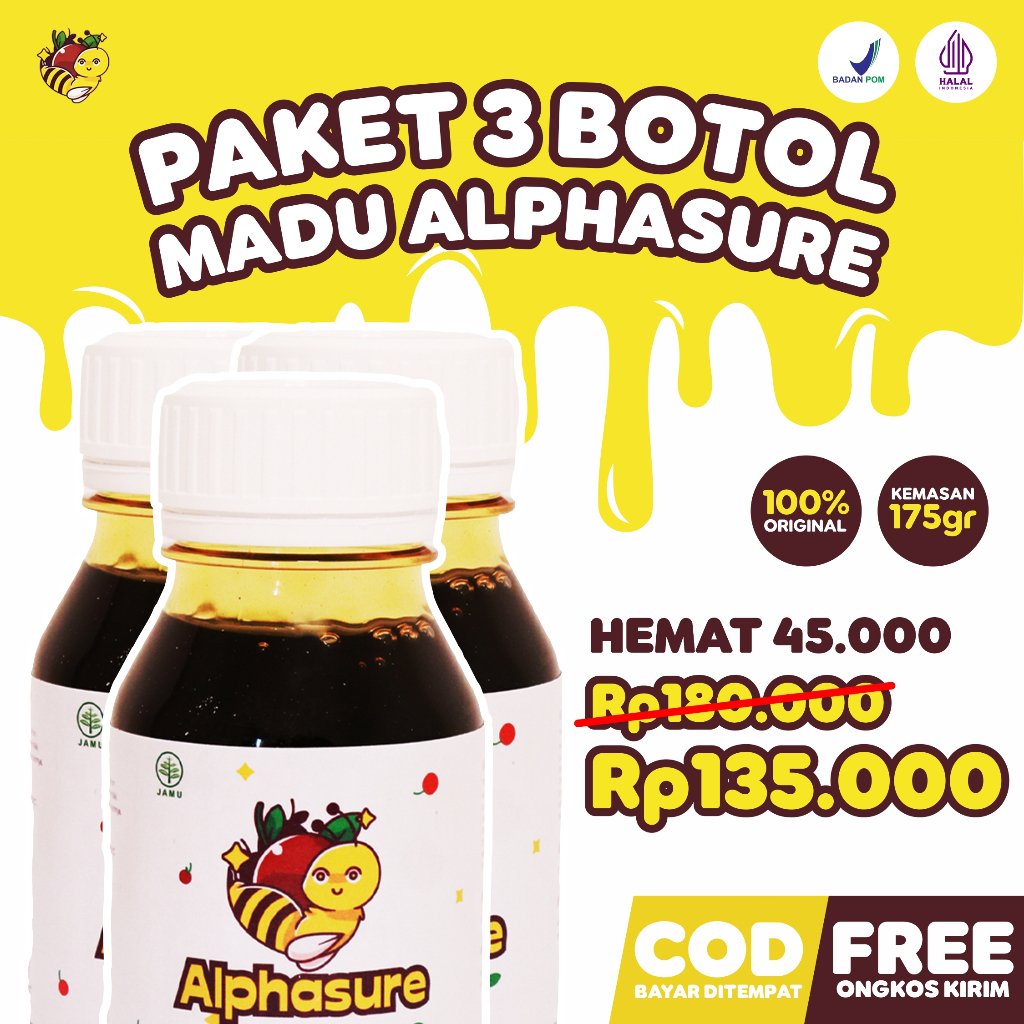 Jual ALPHASURE MINI - Paket 3 Botol Madu Vitamin Anak | Shopee Indonesia