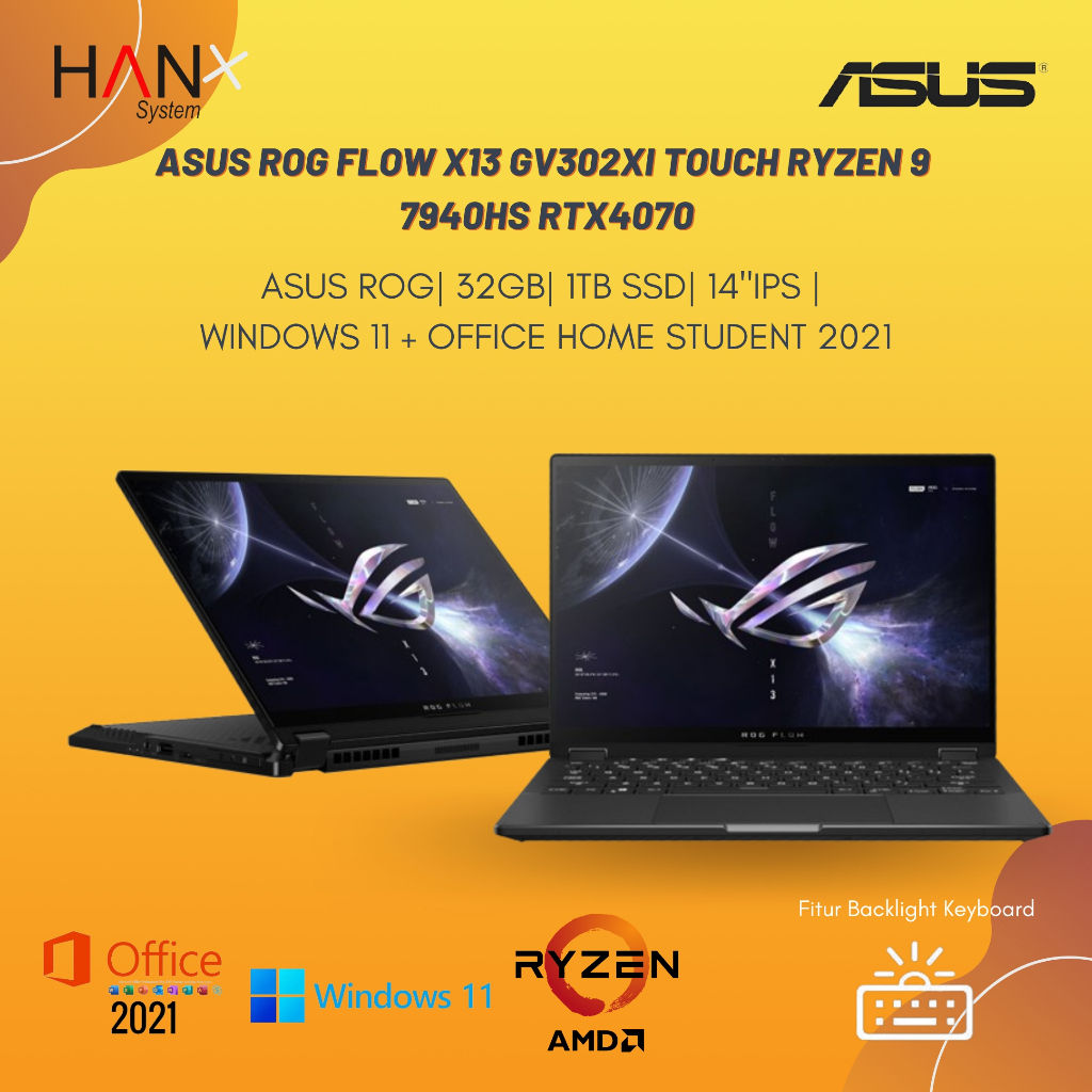 Jual ASUS ROG FLOW X13 GV302XI TOUCH RYZEN 9 7940HS RTX4070 8GB/ 32GB ...
