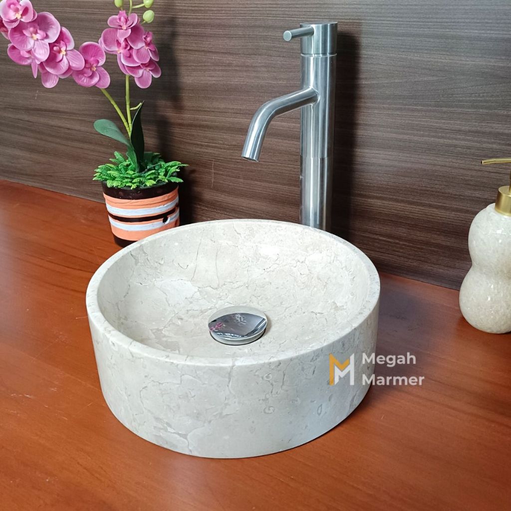 Jual Megah Marmer | Wastafel Marmer Bentuk Silinder Diameter 30cm ...